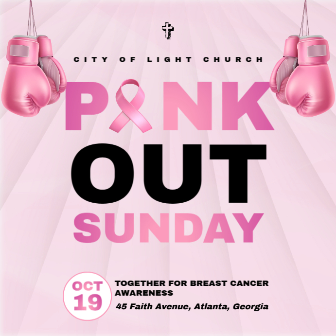 Copy of Modern & Minimal Pink Out Sunday Church Flyer Template ...