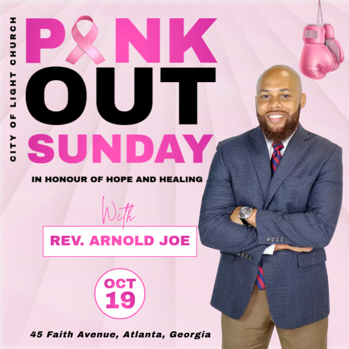 Copy of Modern & Minimal Pink Out Sunday Flyer: Breast Cancer Awareness ...