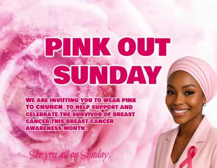 Plantilla de Modern & Minimal Pink Out Sunday Service Invitation ...