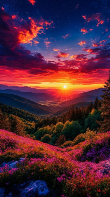 Copy of Modern & Minimal Radiant Mountain Sunrise Over Blooming Valley ...
