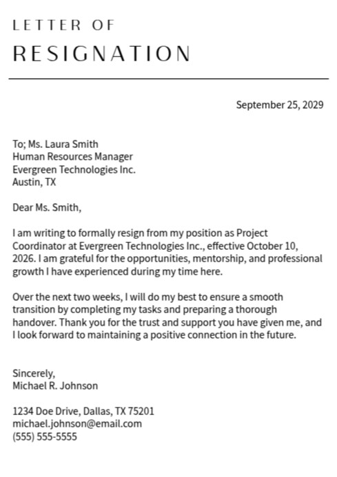 Copy of Modern & Minimal Resignation Letter Template A4 | PosterMyWall