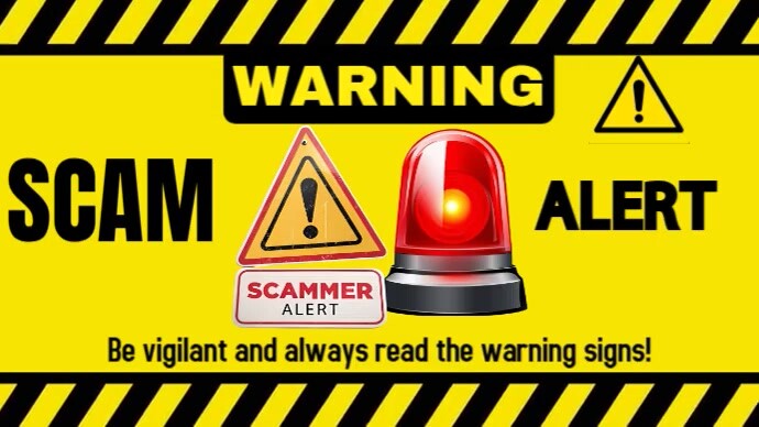 Modern & Minimal Scam Alert Sign Youtube Thumbnail Template | PosterMyWall