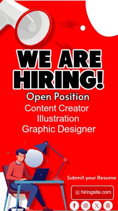 Modern & Minimal We Are Hiring Digital Display (9:16) Template ...