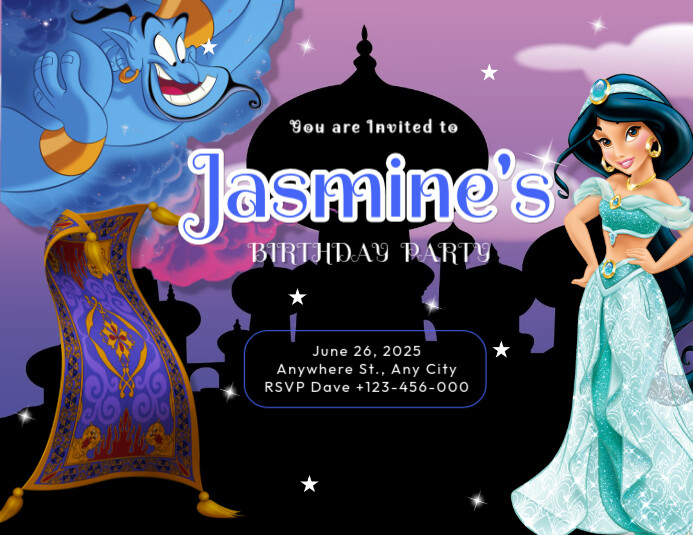 Copy of modern and minimal disney princess invitation card | PosterMyWall
