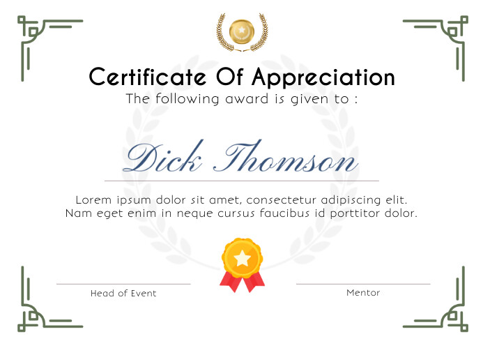 Modern Appreciation Certificate Template A4 | PosterMyWall