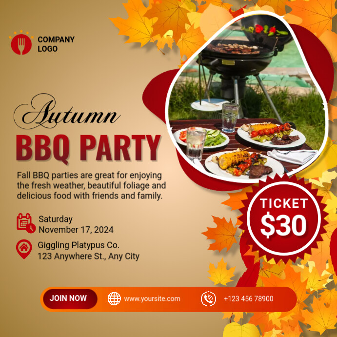 Copy of Modern Autumn BBQ Party Instagram Post | PosterMyWall