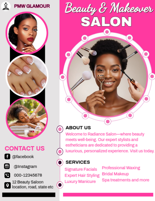 Modern Beauty Salon Flyer Template | Hair & Makeup Promotion Poster Spa ...
