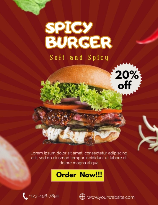 Modern Beef Burger Menu Template | PosterMyWall