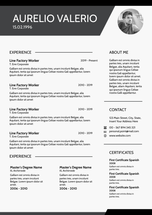 modern black and white curriculum vitae templ Template | PosterMyWall