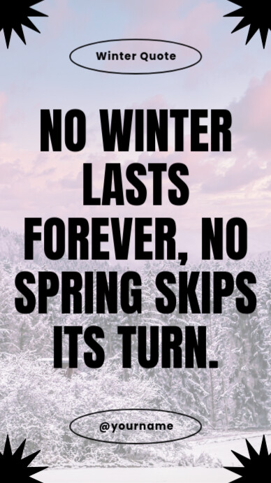 Modern Black Typographic Snow Winter Season Quote Instagram Story ...