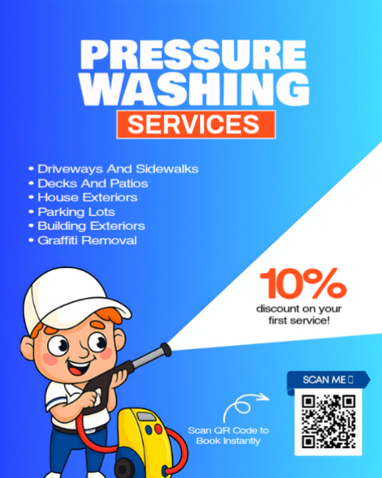 Modern Blue "Pressure Washing Services" Cleaning Business Flyer ...