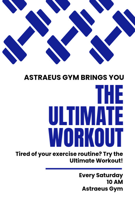 Modern Blue Fitness Event Dumbbell Gym Poster Template | PosterMyWall