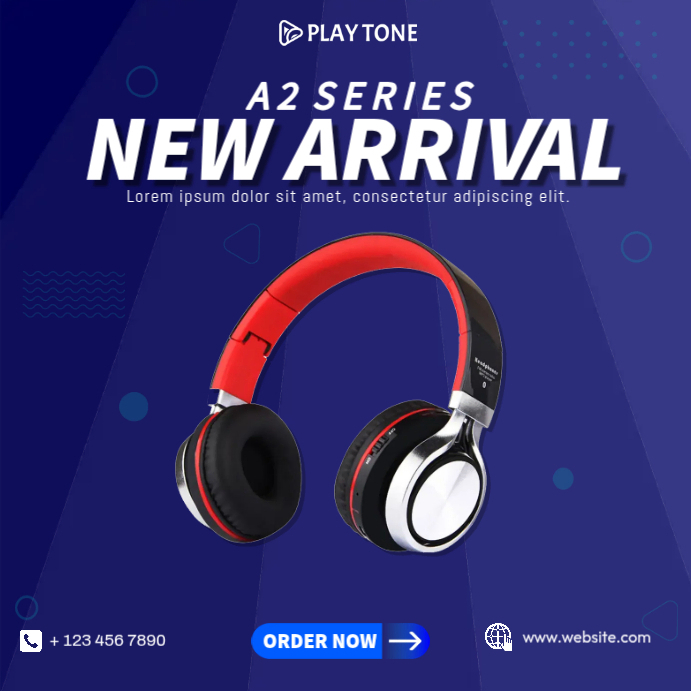 Modern Blue Headphone Ads Template | PosterMyWall