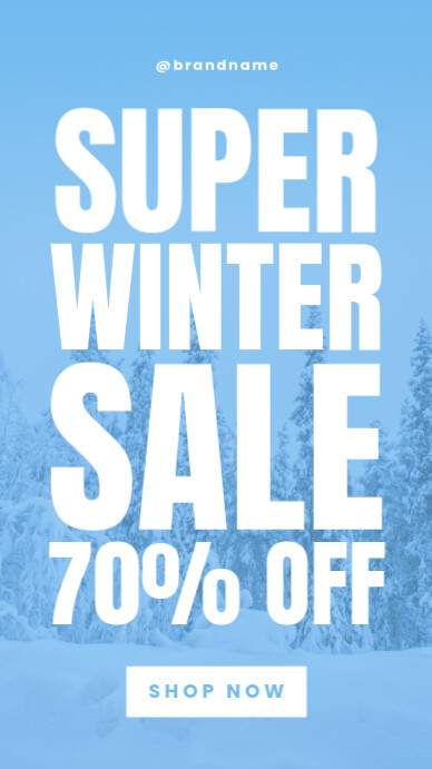 Modern Blue Typographic Super Winter Sale Promotional Discount Instagram Story Templat ...