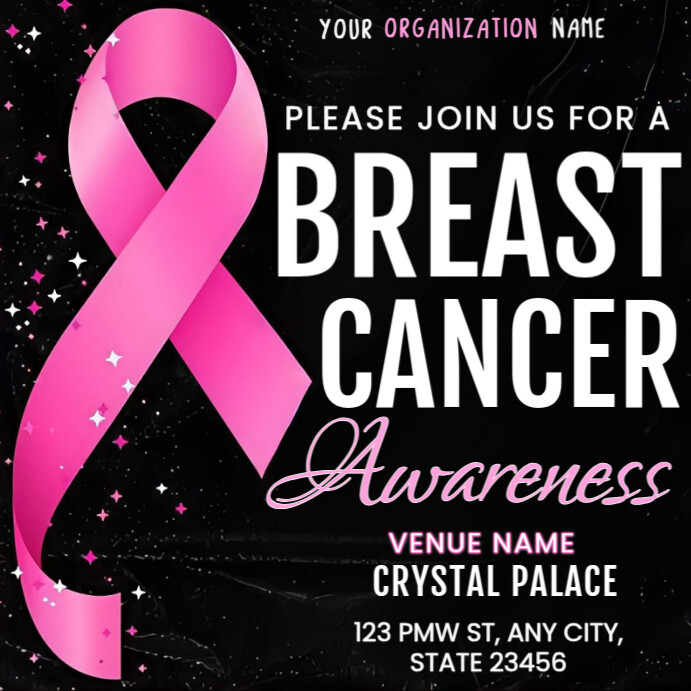 Modern Breast Cancer Awareness Flyer – Editable Pink Ribbon Event ...