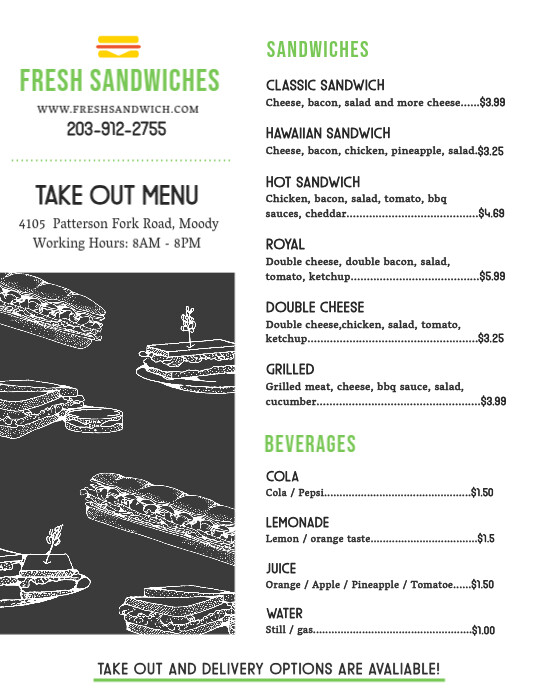 Modern Cafe Take Away Curbside Delivery Menu Template | PosterMyWall