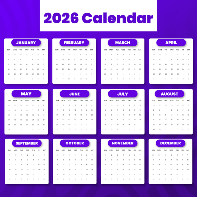 Modern calendar design Simple calendar layout Template | PosterMyWall