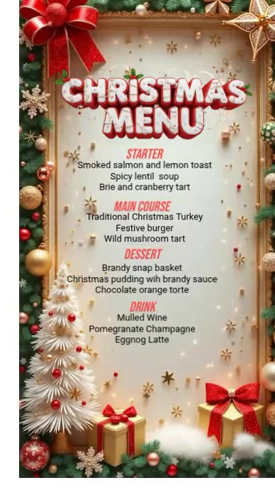Modern Christmas Menu Template | PosterMyWall