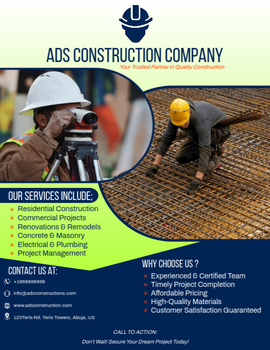 Copy of Modern Construction Services Flyer Design | PosterMyWall