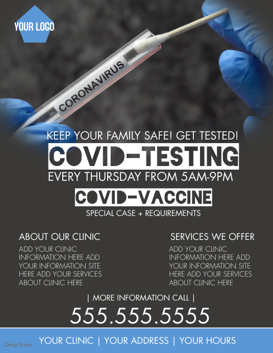Modern Covid Testing Clinic Flyers Template | PosterMyWall