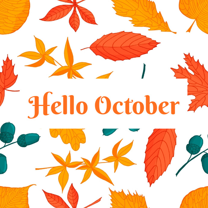 Modern Creative Hello October Instagram Post Template | PosterMyWall
