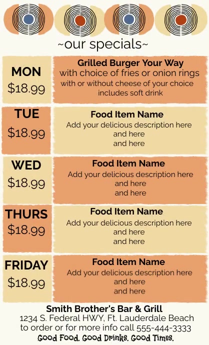 Modern Daily Specials Menu Template | PosterMyWall