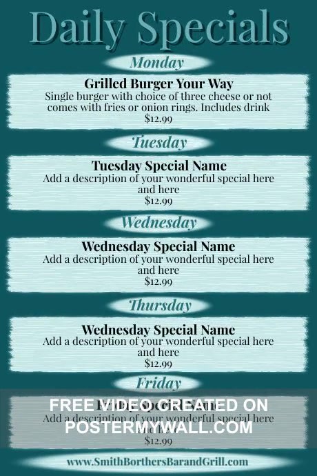 Copy of Modern Daily Specials Menu | PosterMyWall