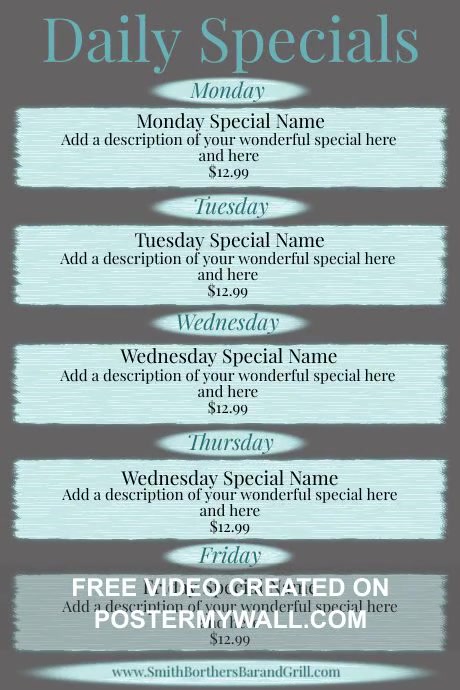 Plantilla de Modern Daily Specials Menu | PosterMyWall
