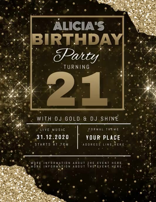 Copy of MODERN ELEGANT SIMPLE GOLD BIRTHDAY TEMPLATE | PosterMyWall