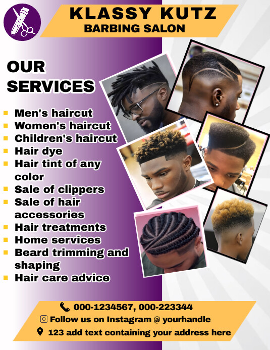 Modern eye catching Barbing salon flyer Template | PosterMyWall