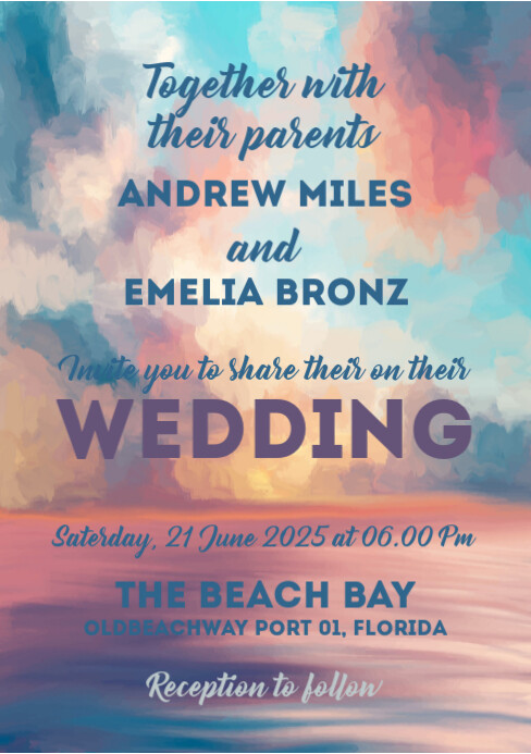 Copy of Modern Fade Tropical Beach Sea Wedding Invitation | PosterMyWall