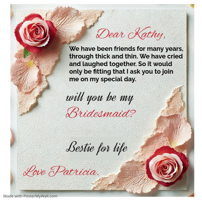 Modern Floral Bridesmaid Proposal Card/Invitation Instagram Post ...