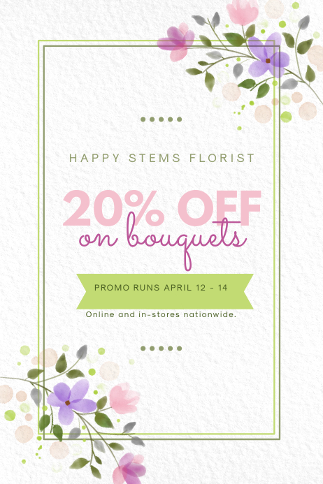 Modern Florist Sale Poster Design Template | PosterMyWall