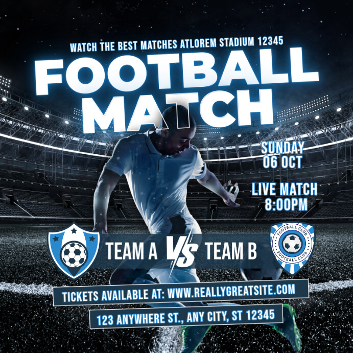 Modern Football Match Instagram Post Template | PosterMyWall