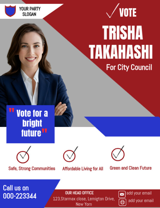 Copy of Modern geometric election campaign flyer | PosterMyWall