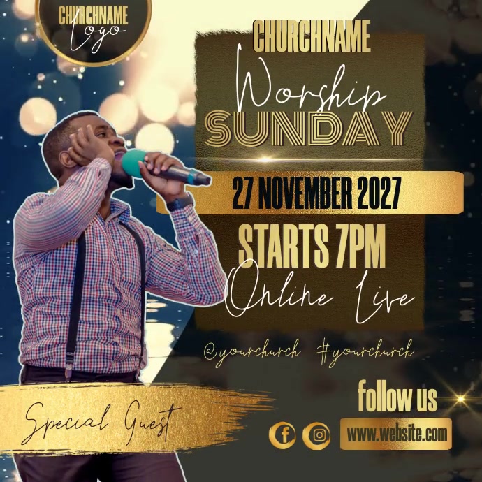 Copy of modern gold church video design template | PosterMyWall