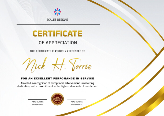 Copy of Modern Golden Certificate Landscape Design Template | PosterMyWall