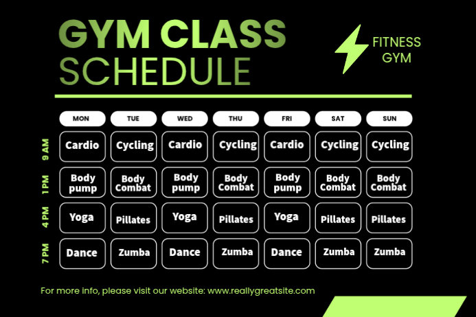 Modern Gym Class Schedule Template | PosterMyWall