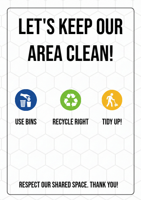 Modern Hexagon Public Cleanliness A4 Sign Template A4 | PosterMyWall