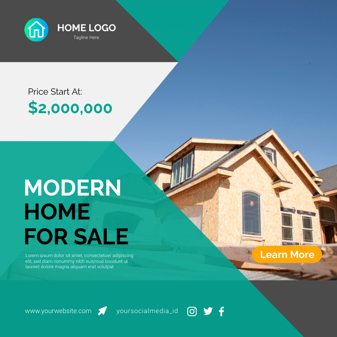 Modern Home For Sale Poster Template | PosterMyWall