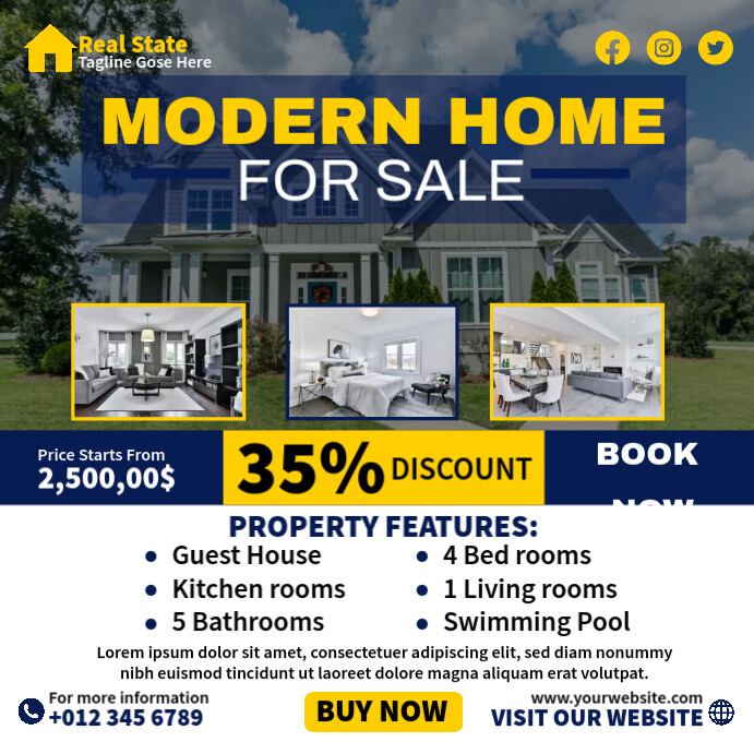 Plantilla de Modern Home Sale | PosterMyWall