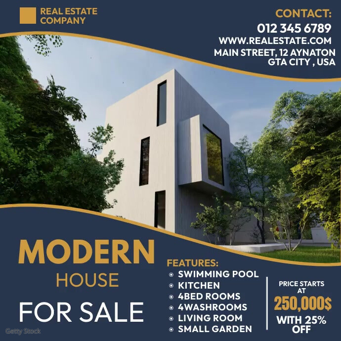 Plantilla de Modern house for sale | PosterMyWall