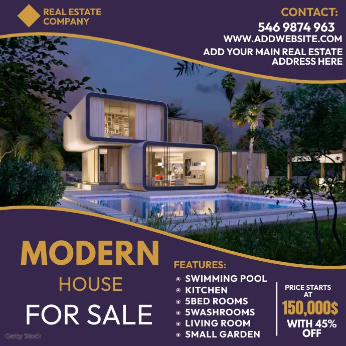 Modern house for sale Template | PosterMyWall