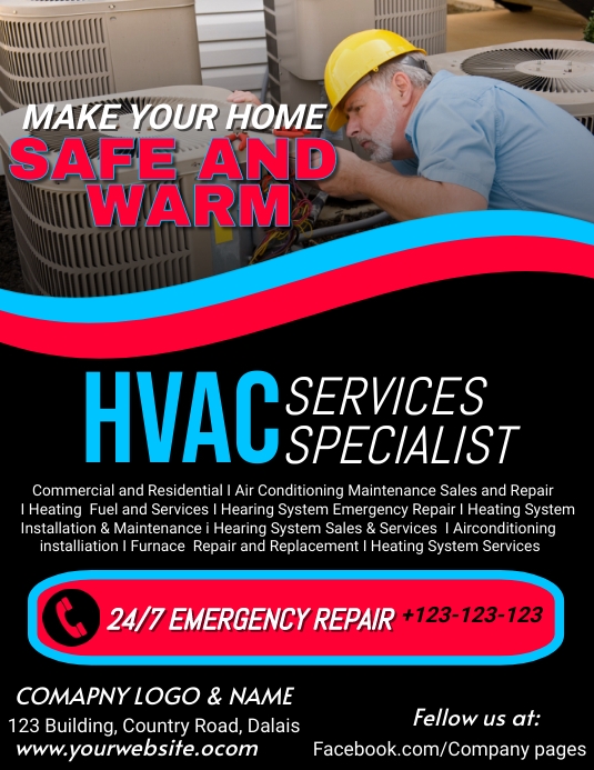 Modern HVAC Repair Technician Flyers Template | PosterMyWall