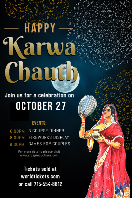 Modern Karwa Chauth Festival Poster Templat | PosterMyWall