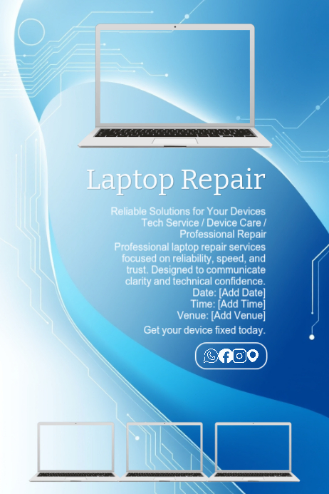 Modern Laptop Repair Poster Template with Clean Tech Gradient Design ...