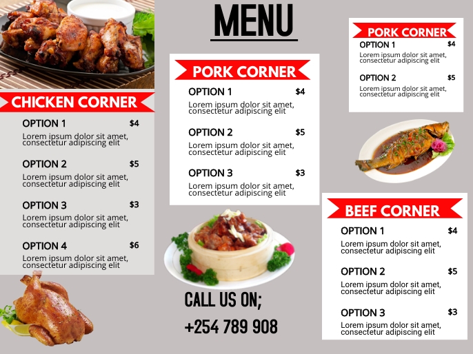 MODERN MENU Template | PosterMyWall