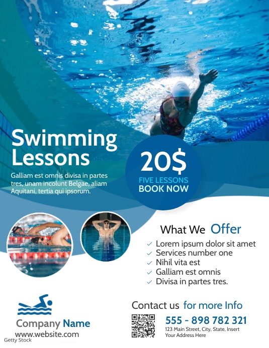 modern minimal swimming lessons flyer adverti Template | PosterMyWall