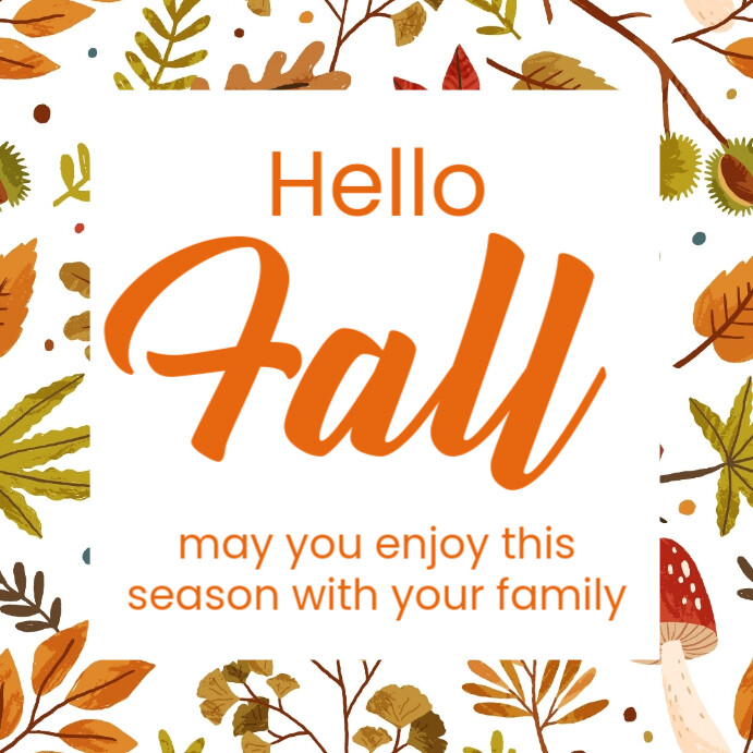 Modern Minimalist Hello Fall Instagram Post Template | PosterMyWall