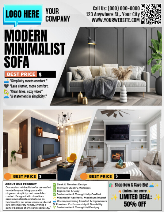 Copy of Modern Minimalist Sofa Flyer | PosterMyWall